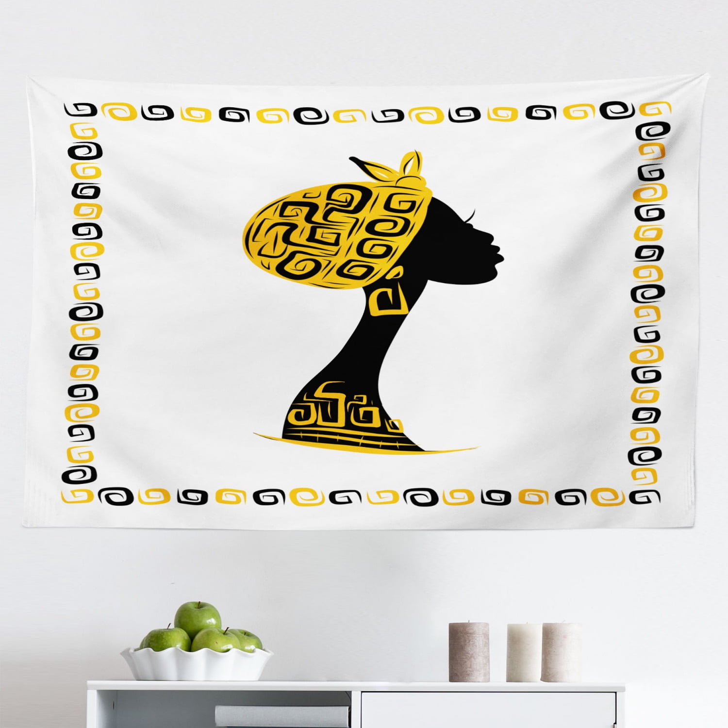 African Tapestry, Vintage Girls Pots on The Head on Folkloric Boho ...