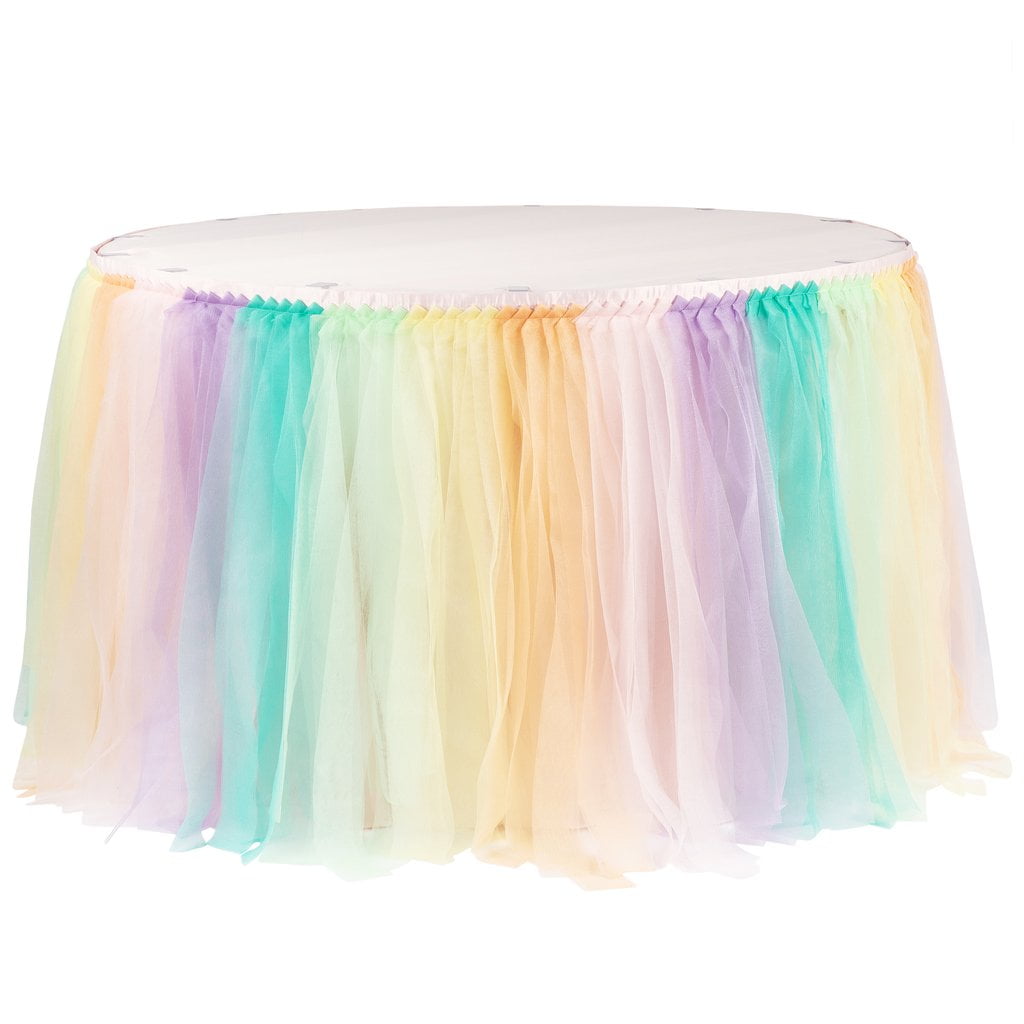 1 Pc, Tulle Tutu 14Ft Table Skirt - Pastel Rainbow For Ballerina ...