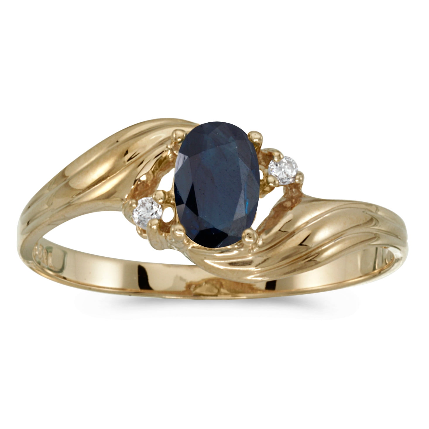 10k Yellow Gold Oval Sapphire And Diamond Ring - Walmart.com