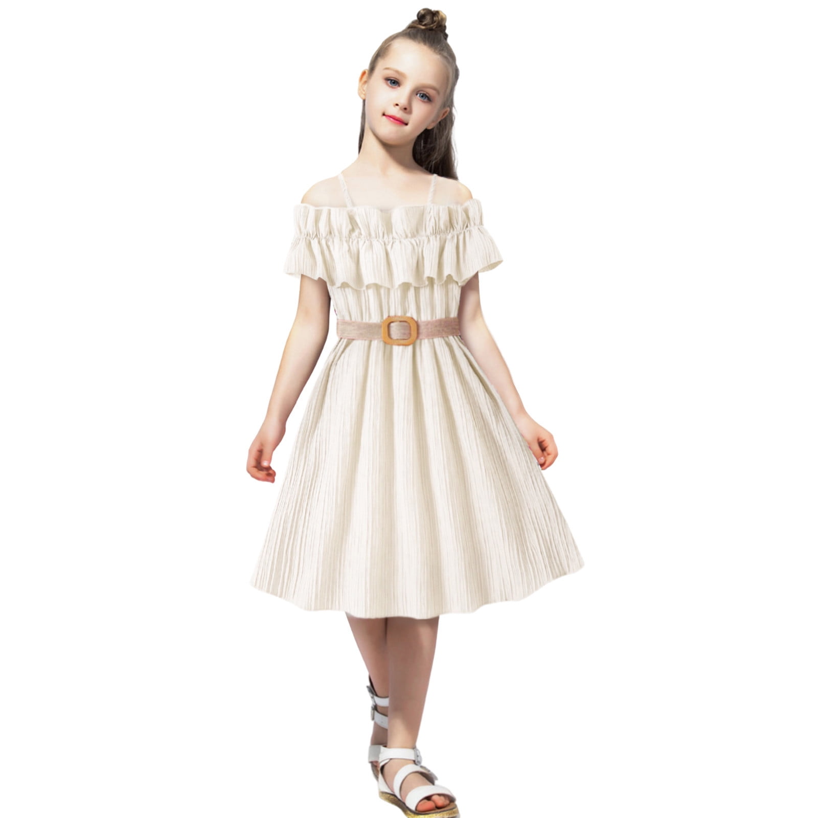 Click here for Ximin Girls Sleeveless Off Shoulder Ruffle A-Line... prices