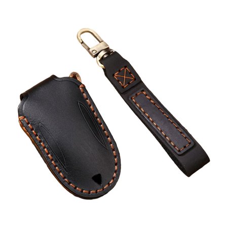 Leather Key Fob Cover with Keychain Protection Remote Protector Holder ...