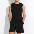 Afdoent Boys Clothing Sets Kids Solid Color Sleeveless Tops And Shorts ...