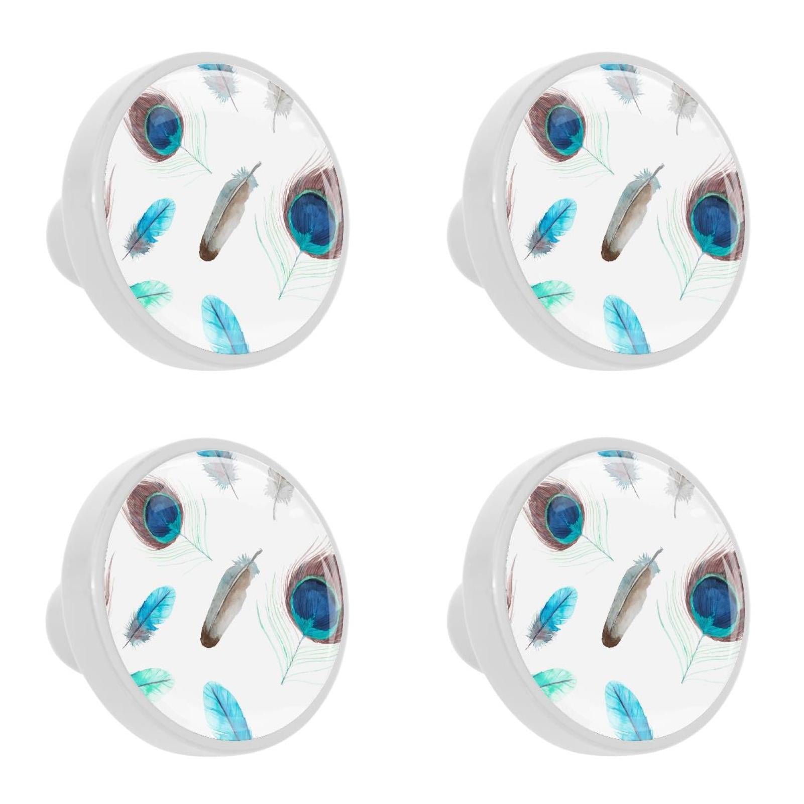 4 Pcs Exotic Feathers Knobs for Kitchen Cabinet Cupboard Dresser ...