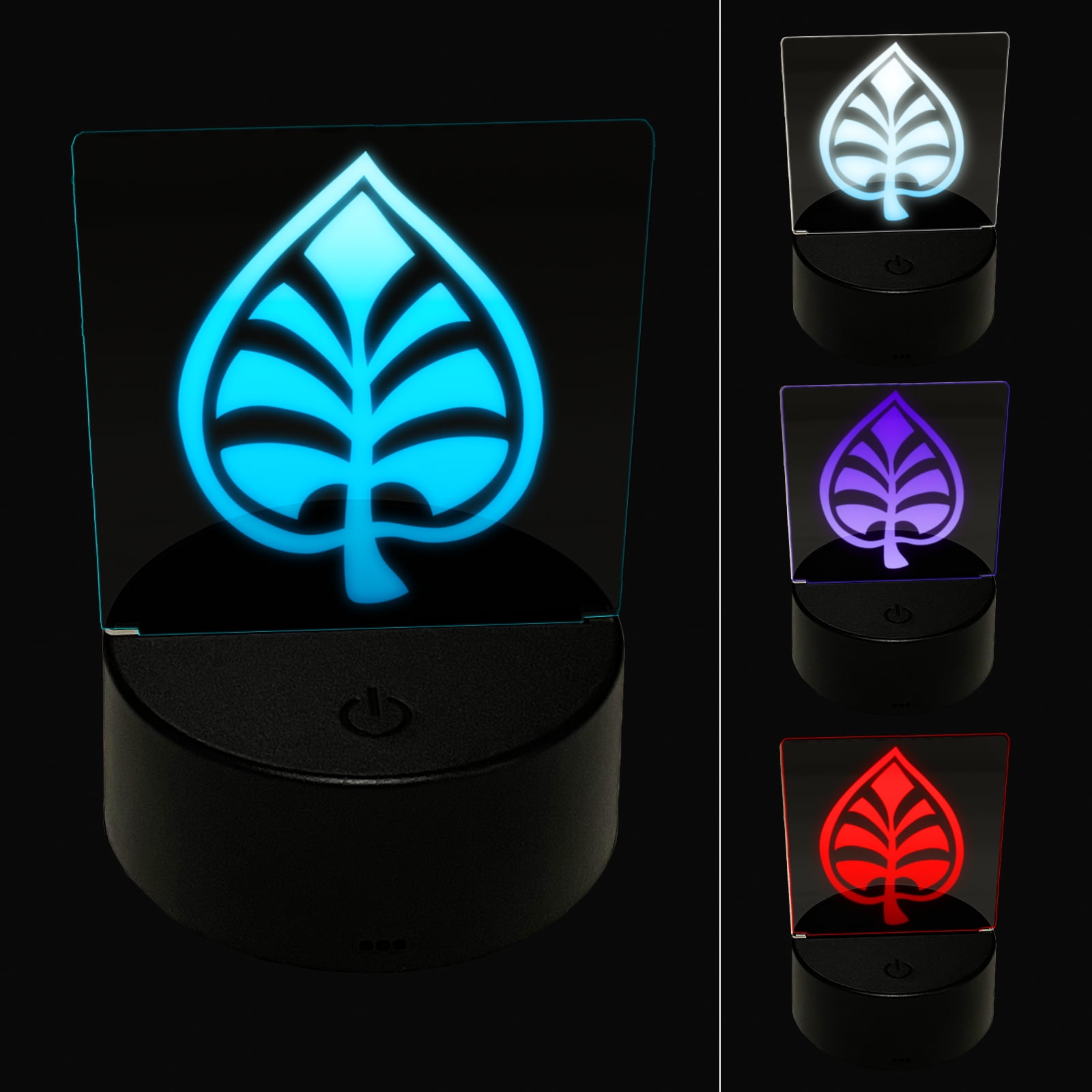 Intricate Leaf Design LED Night Light Sign 3D Illusion Desk Nightstand ...