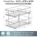 2 Tier Clear Organizer with Dividers for Cabinet, Shlef, Counter ...