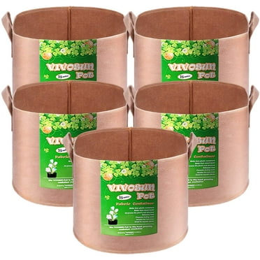 VIVOSUN 5-Pack 20 Gallon Plant Grow Bags, Heavy Duty Thickened Nonwoven ...