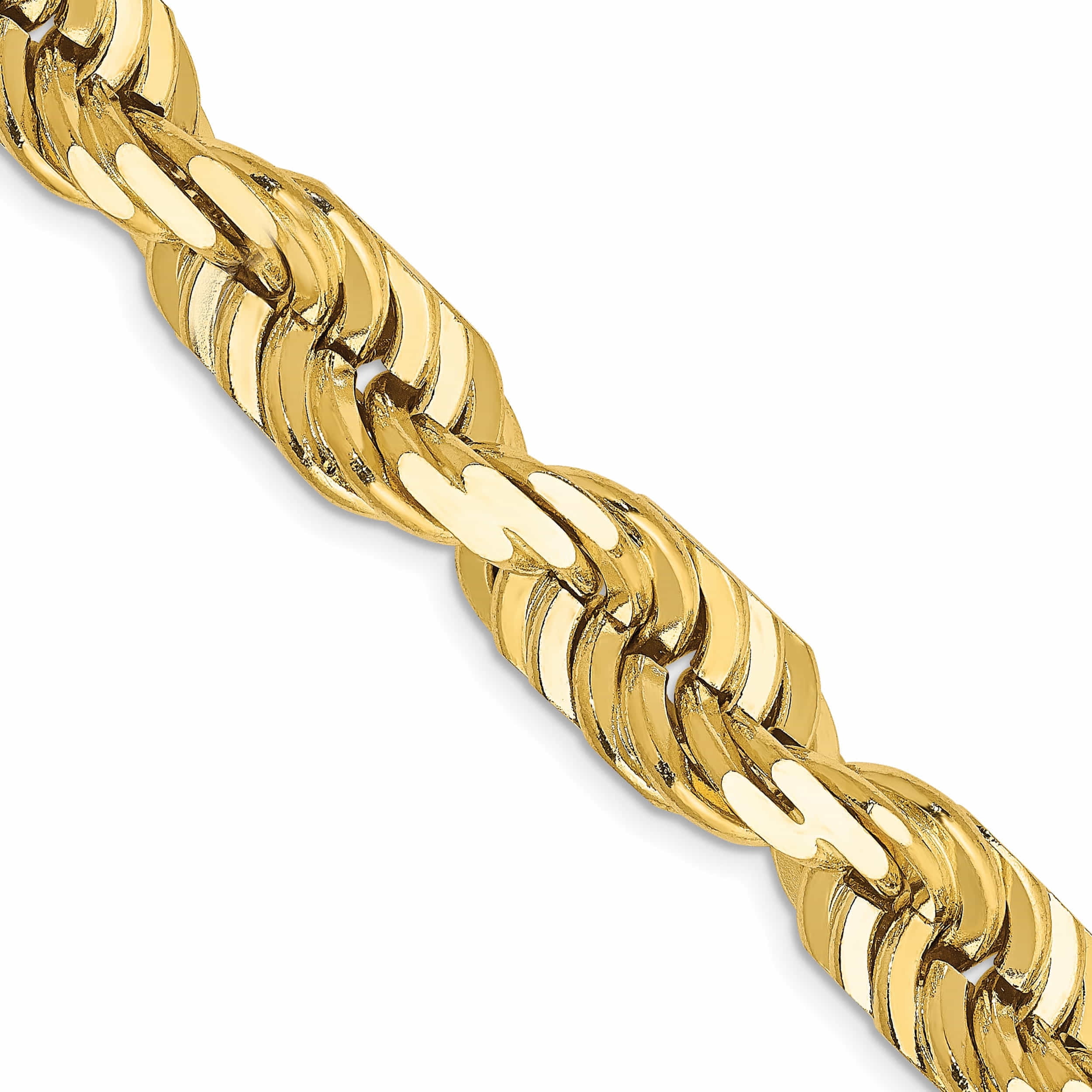 14K Yellow Gold 10mm D/C Rope With Fancy Lobster Clasp Chain (22 X 10 ...