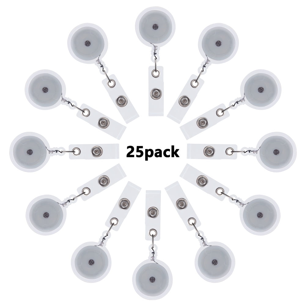 Juiluna 25Pcs Badge Holder Reels with Swivel Alligator Clip Retractable ...