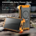 Outdoor Solar Portable Power Bank with Wireless Charging, Built-in 4 ...