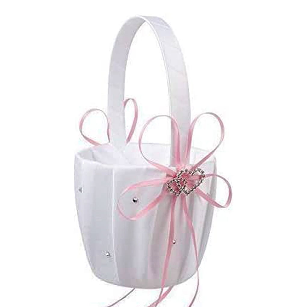 TureClos Bowknot Wedding Basket Simple Design Ring Bearer Flower Holder ...