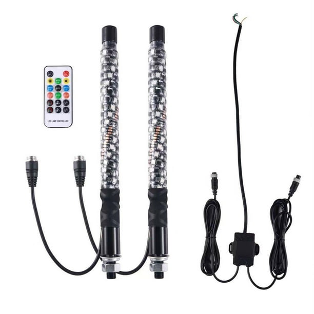 koolsoo Lighted Antenna whips Brake Light ATV with Turn Signals RGB LED ...