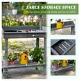 36'' Wooden Potting Bench Outdoor Work Table with Wheels, Sink, Drawer ...