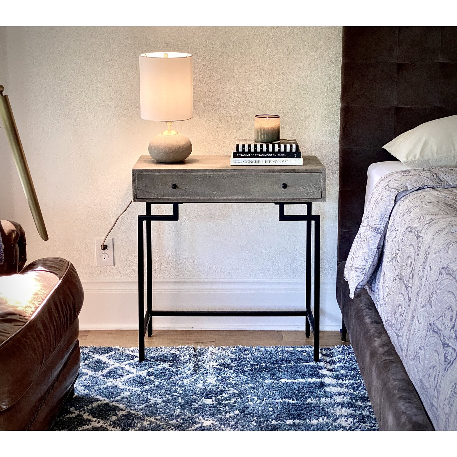Rashmi 1 - Drawer Iron Nightstand in Gray, Can function as both a desk ...