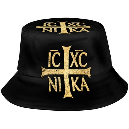 Christian Orthodox Cross Christogram Unisex Bucket Hat Beach Sun ...