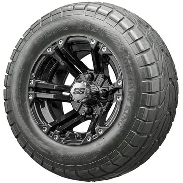 Golf Cart Wheels and Tires Combo - 14" Vampire SS Machine Black- Set of ...