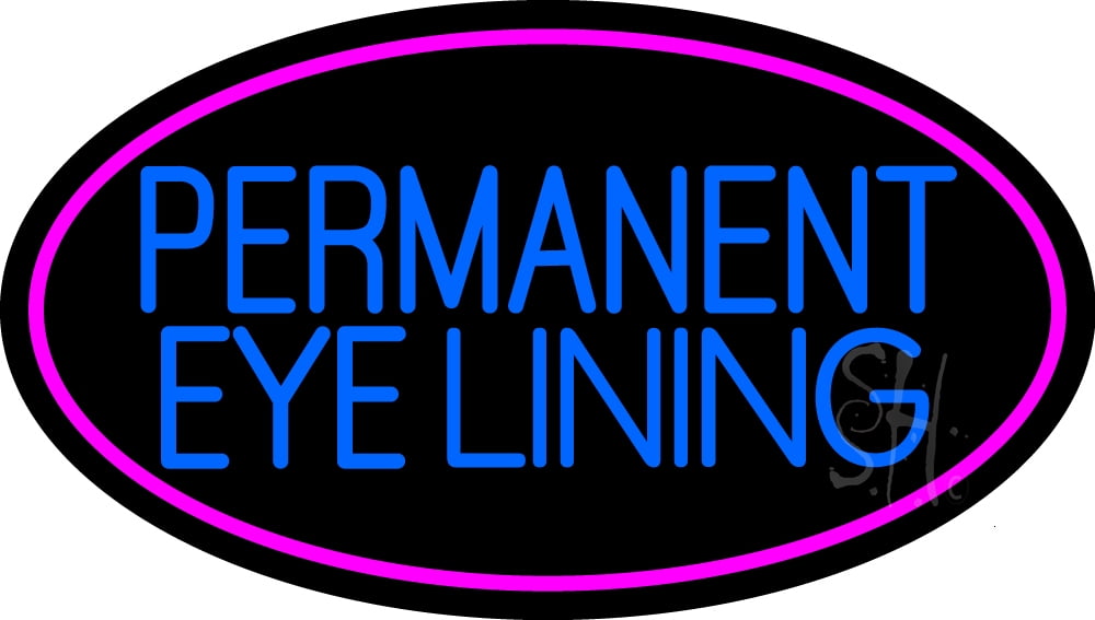 Blue Permanent Eye Lining LED Neon Sign 13 x 24 - inches, Black Square ...
