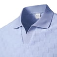 Ceisia Men Square Grid Textured V Neck Polo Shirt Short Sleeve ...