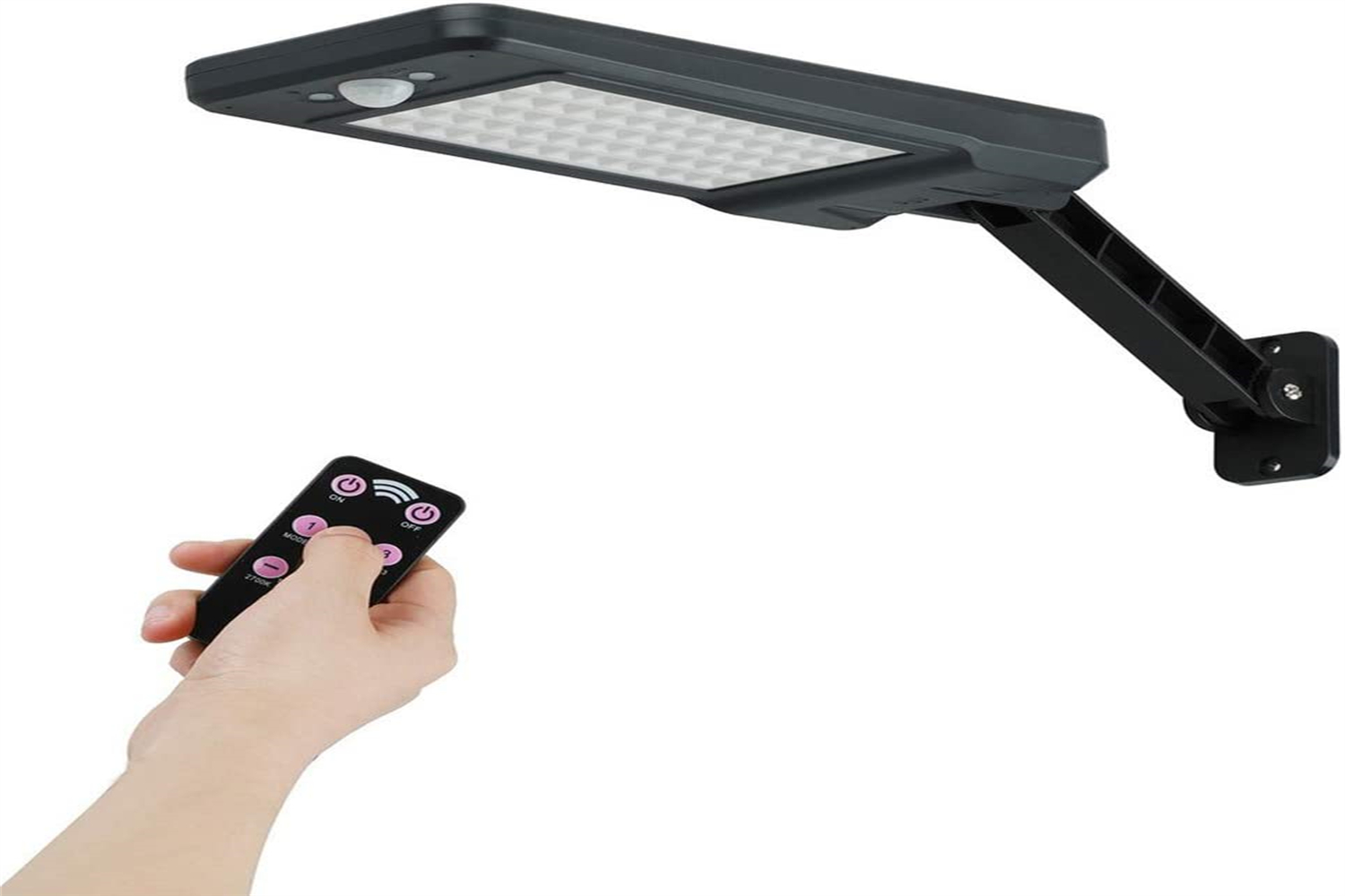 Solar Motion Sensor Street Light with Adjustable Pole Outdoor ...