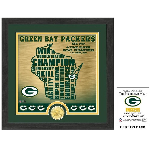 The Highland Mint Green Bay Packers ''State'' Bronze Coin Photo Mint ...