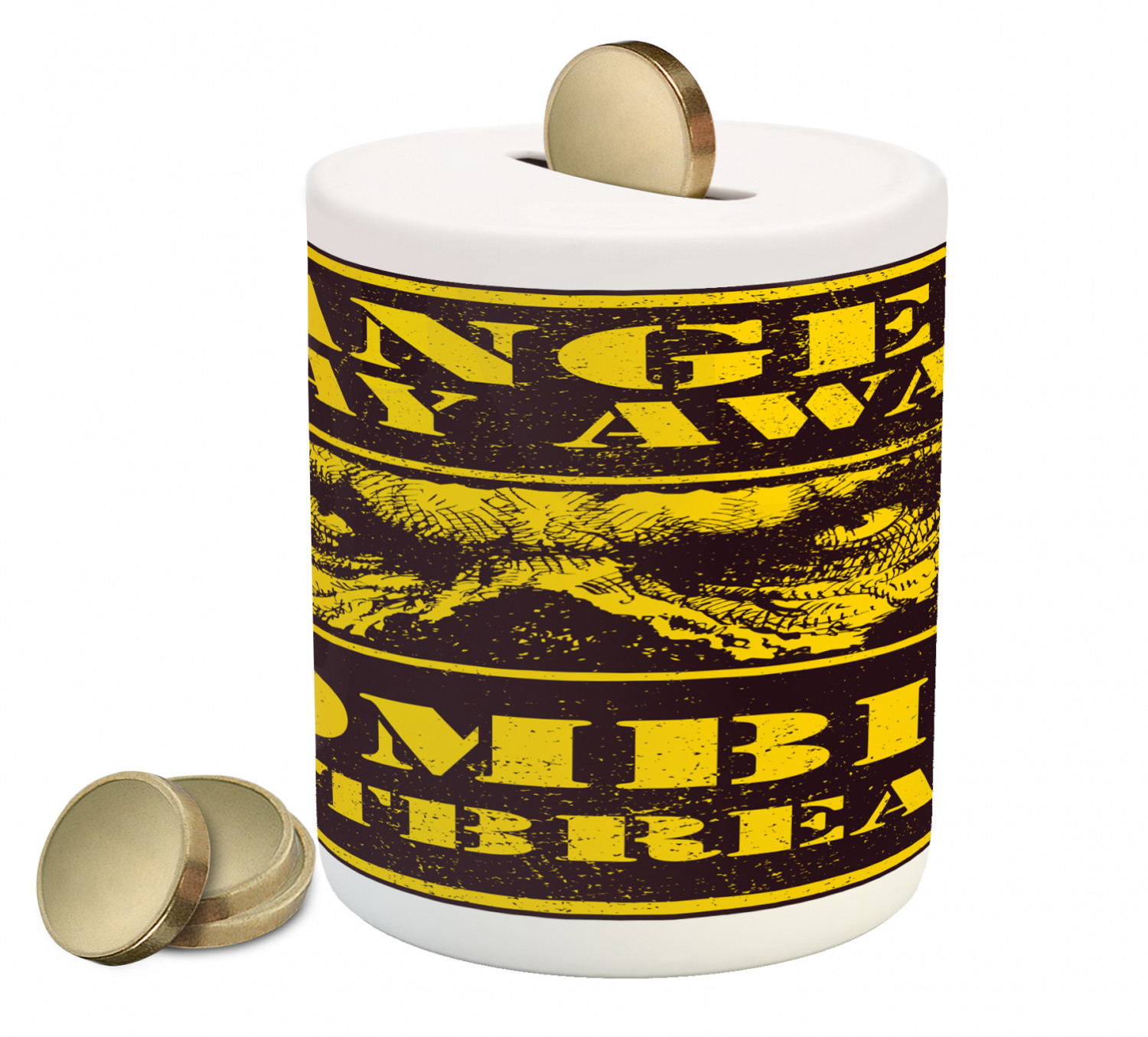 Zombie Piggy Bank, Danger Stay Away Outbreak Message Monster Warning ...