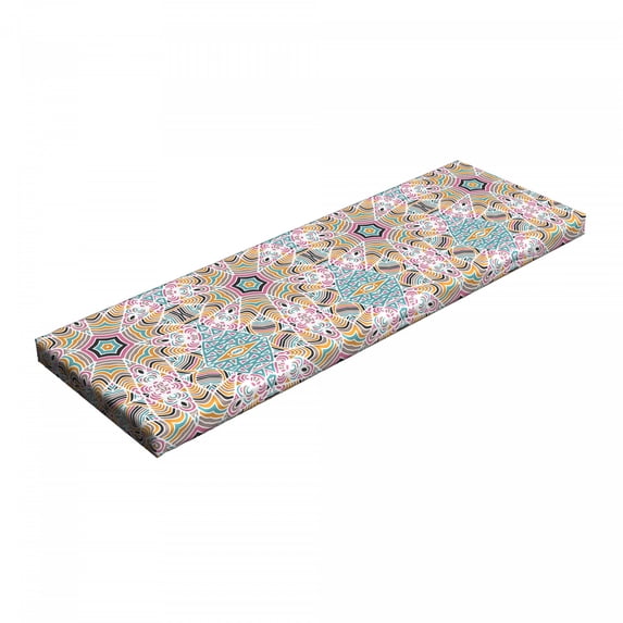 Colorful Bench Pad, Abstract Style Floral Art Motif Consisting of ...