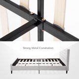 Bed Frame Metal Mecor Button Tufted Upholstered Platform Queen Size ...