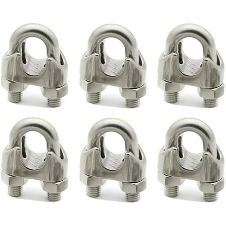 6 Pieces M8 Stainless Steel Wire Rope Cable Clip Clamp 5/16" Wire Rope ...