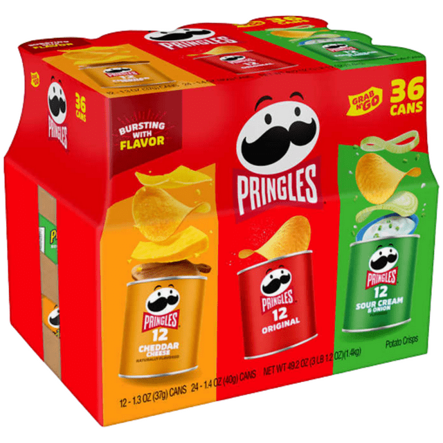 Pringles Grab and Go Potato Chips Variety Pack Original Cheddar Cheese ...