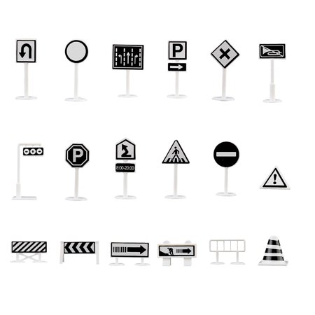 Play Mat English Road Signs, Children's Identification Road Signs 18pcs ...