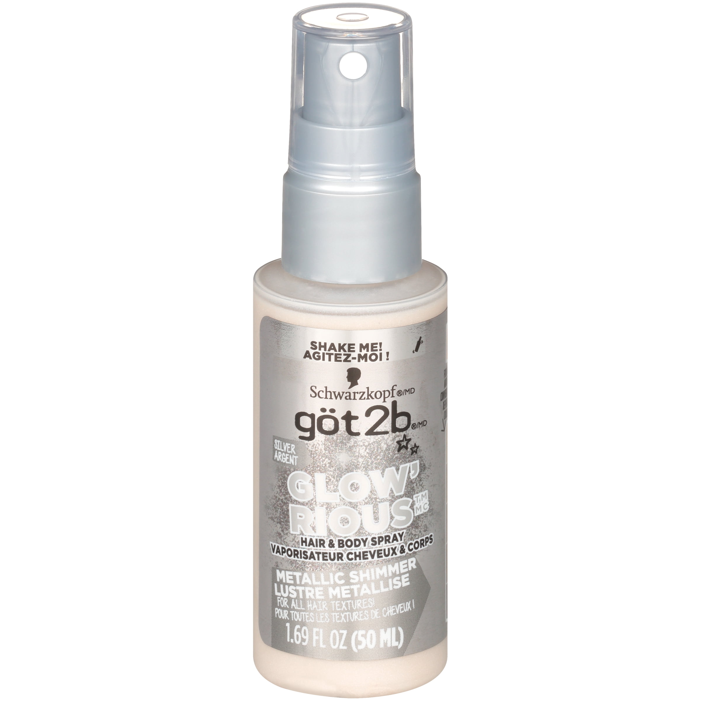 Schwarzkopf Got2b Glow'Rious Hair & Body Spray, Silver, 1.7 Ounce ...