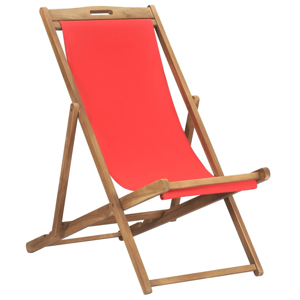 Click here for Vidaxl Folding Beach Chair Solid Teak Wood Red prices