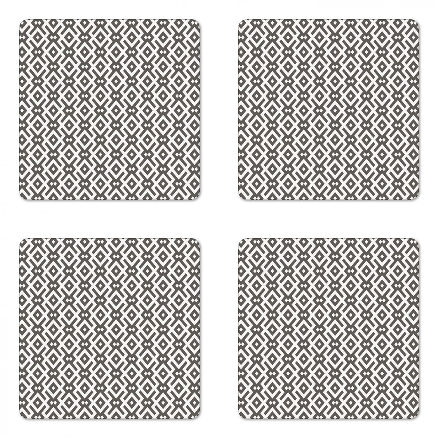 Modern Coaster Set of 4, Geometric Design with Borders Stripes Lines ...