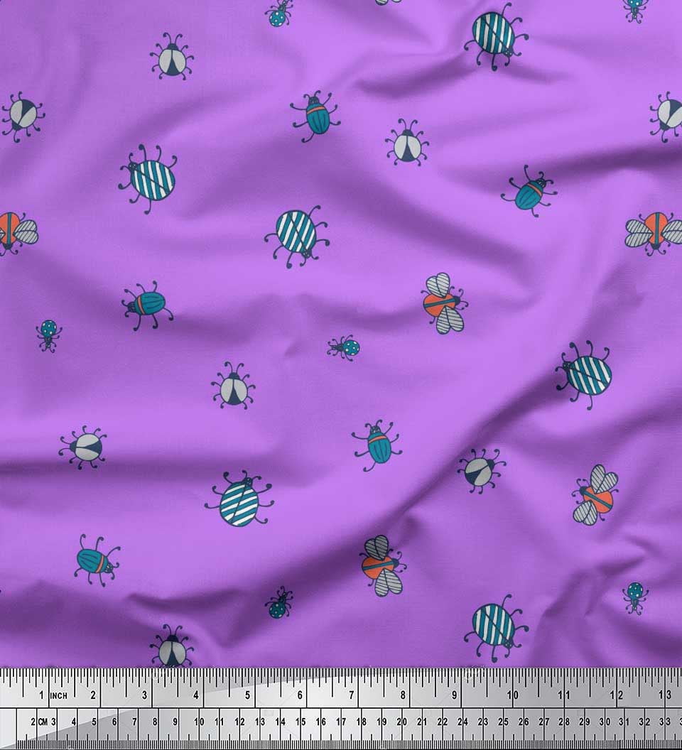 Soimoi Cotton Duck Fabric Moth & Light Bug Insects Print Fabric by The ...