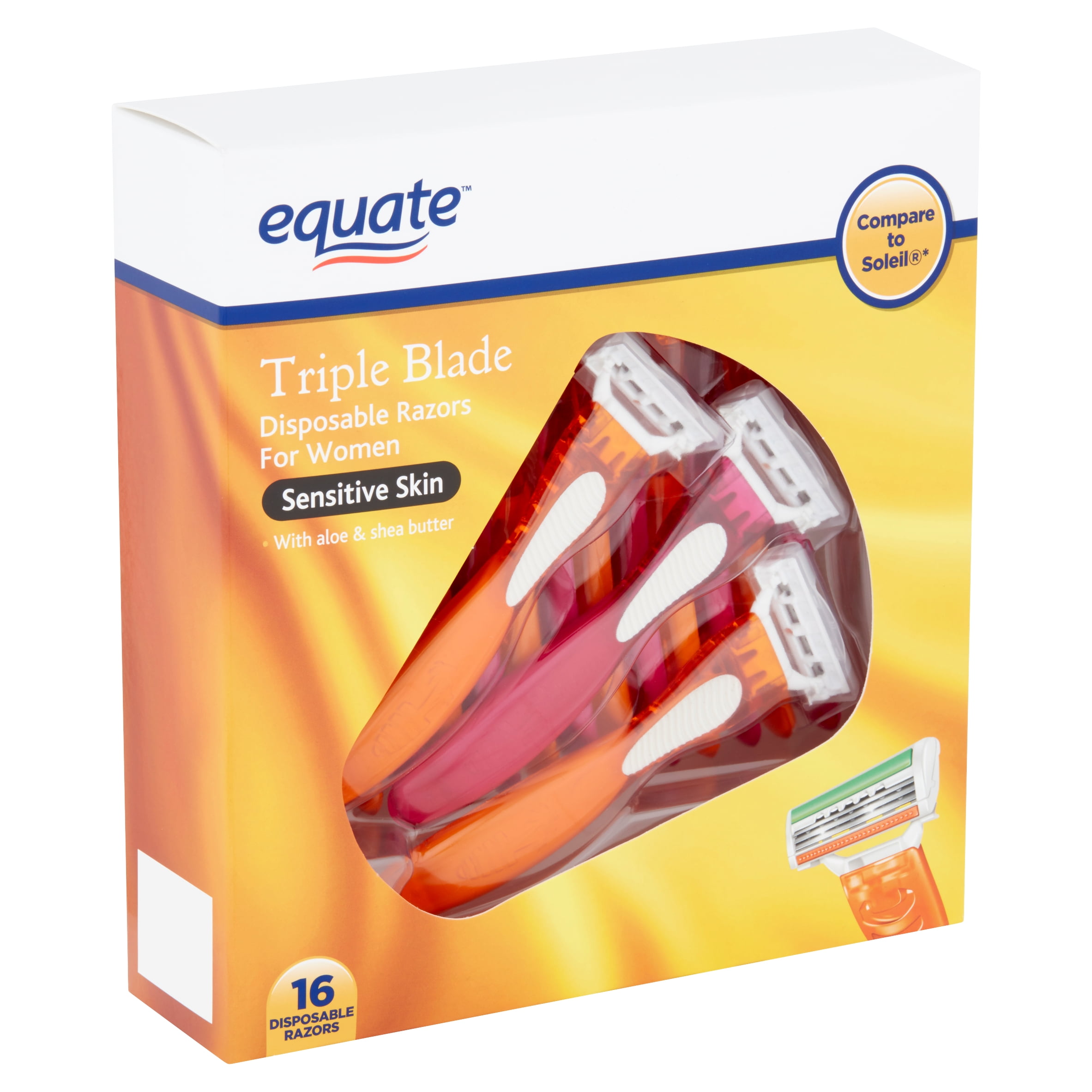 Equate Triple Blade Disposable Razors for Women, 16 count – Walmart ...