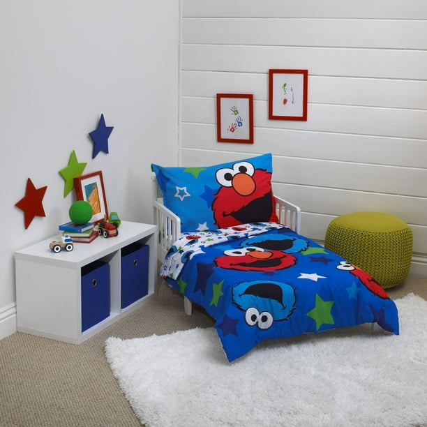 Sesame Street 4-Piece Awesome Buds Toddler Bedding Set - Walmart.com ...