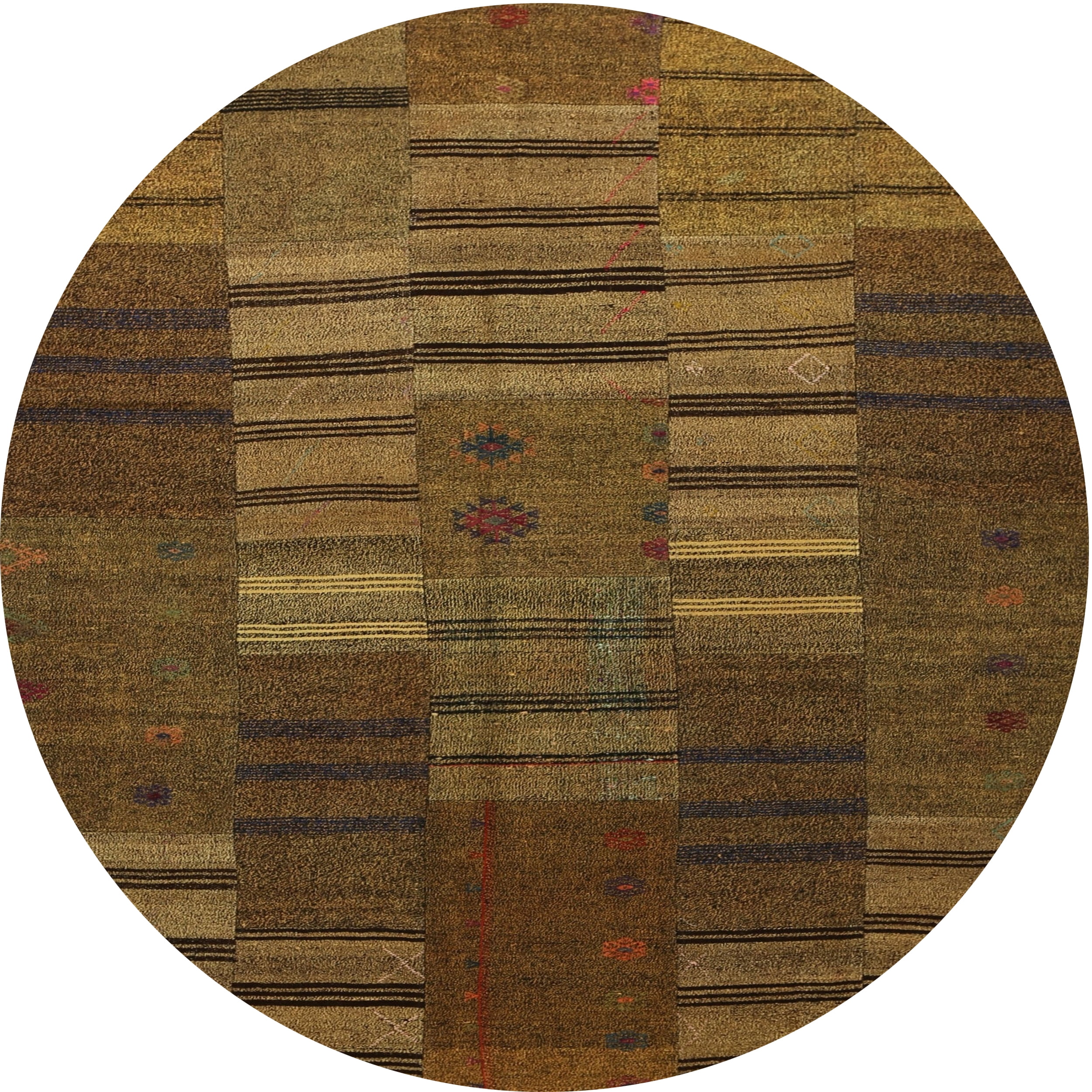 Ahgly Company Indoor Round Contemporary Bakers Brown Abstract Area Rugs ...
