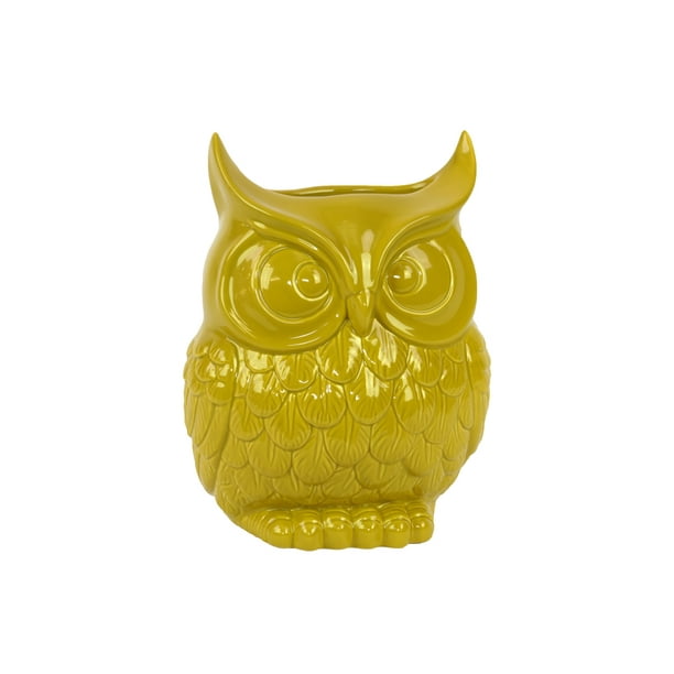 Beautiful & Spectacular Owl Design Ceramic Vase In Yellow Small ...