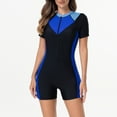 AINIYS Women's Short Sleeve 1-Piece Swimsuit Contrast Panel Zipper ...