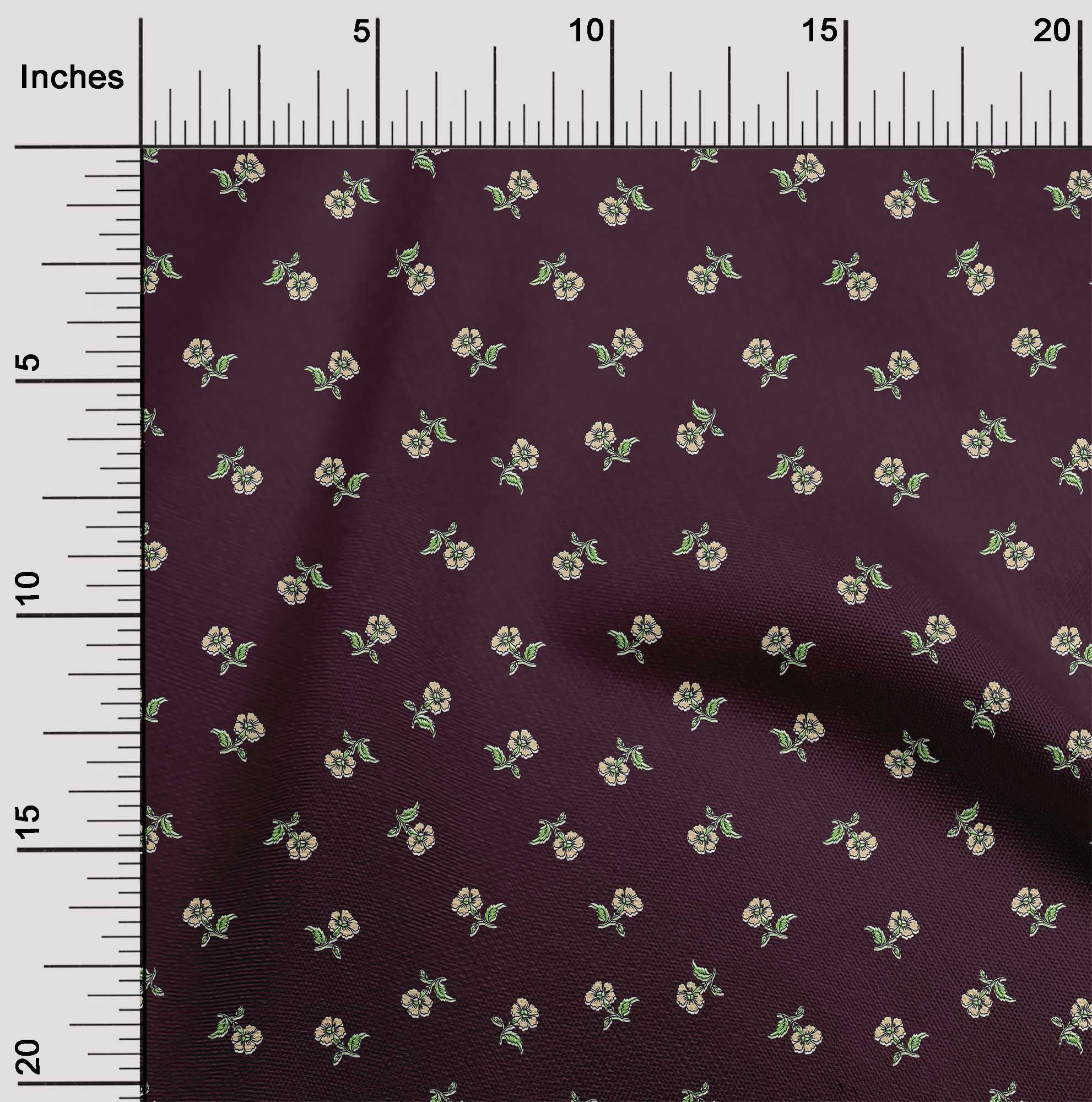 oneOone Viscose Jersey Plum Fabric Leaves & Flower Floral Fabric For ...