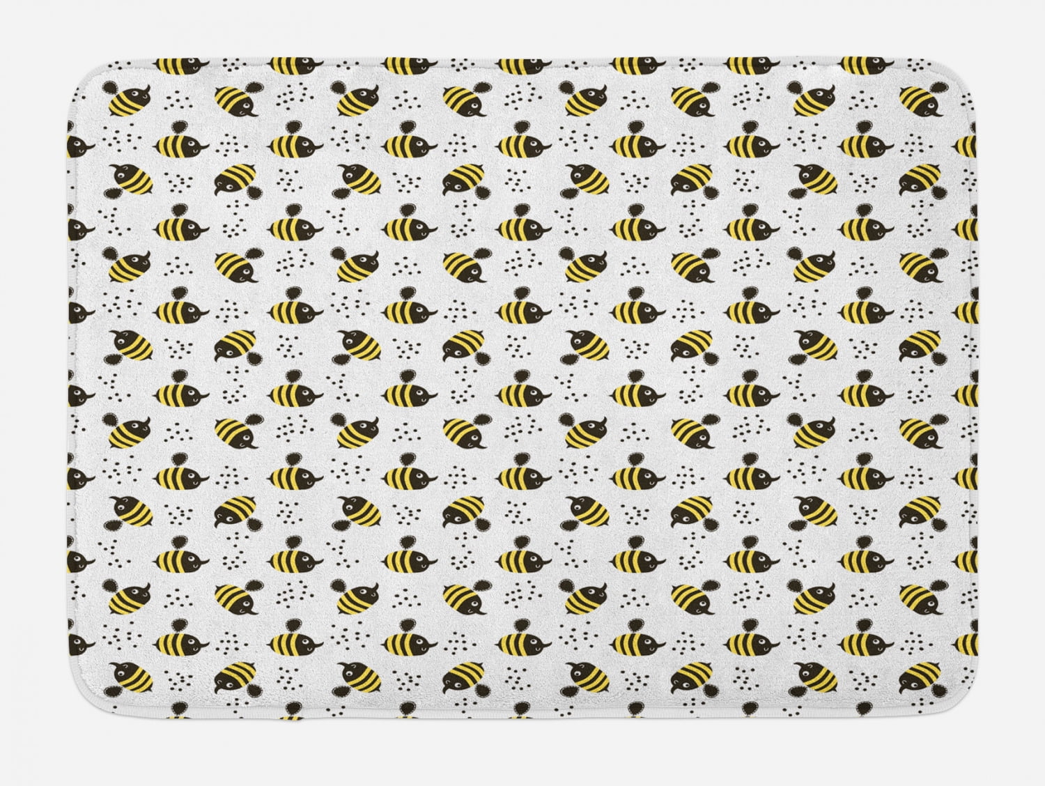 Bee Bath Mat, Honey Bees Pattern Flying Mascots Comic Joyful Animals ...