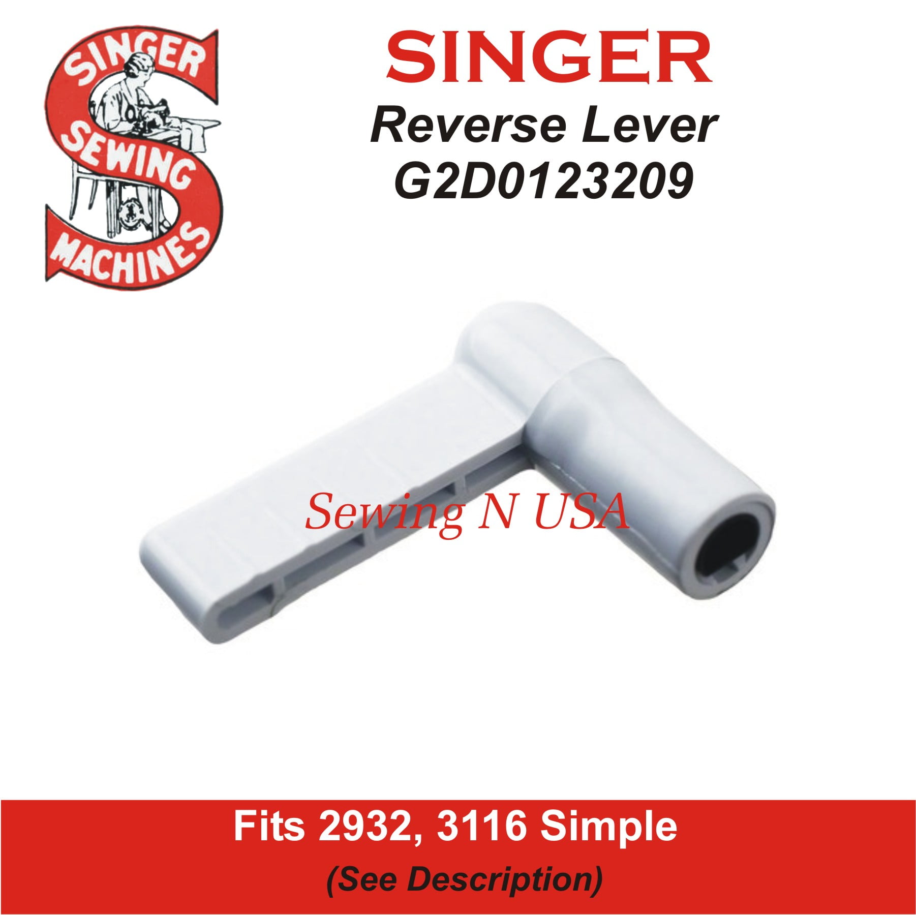 New Singer Reverse Lever 416630801 Fits 3116 Simple & Model 2932 ...