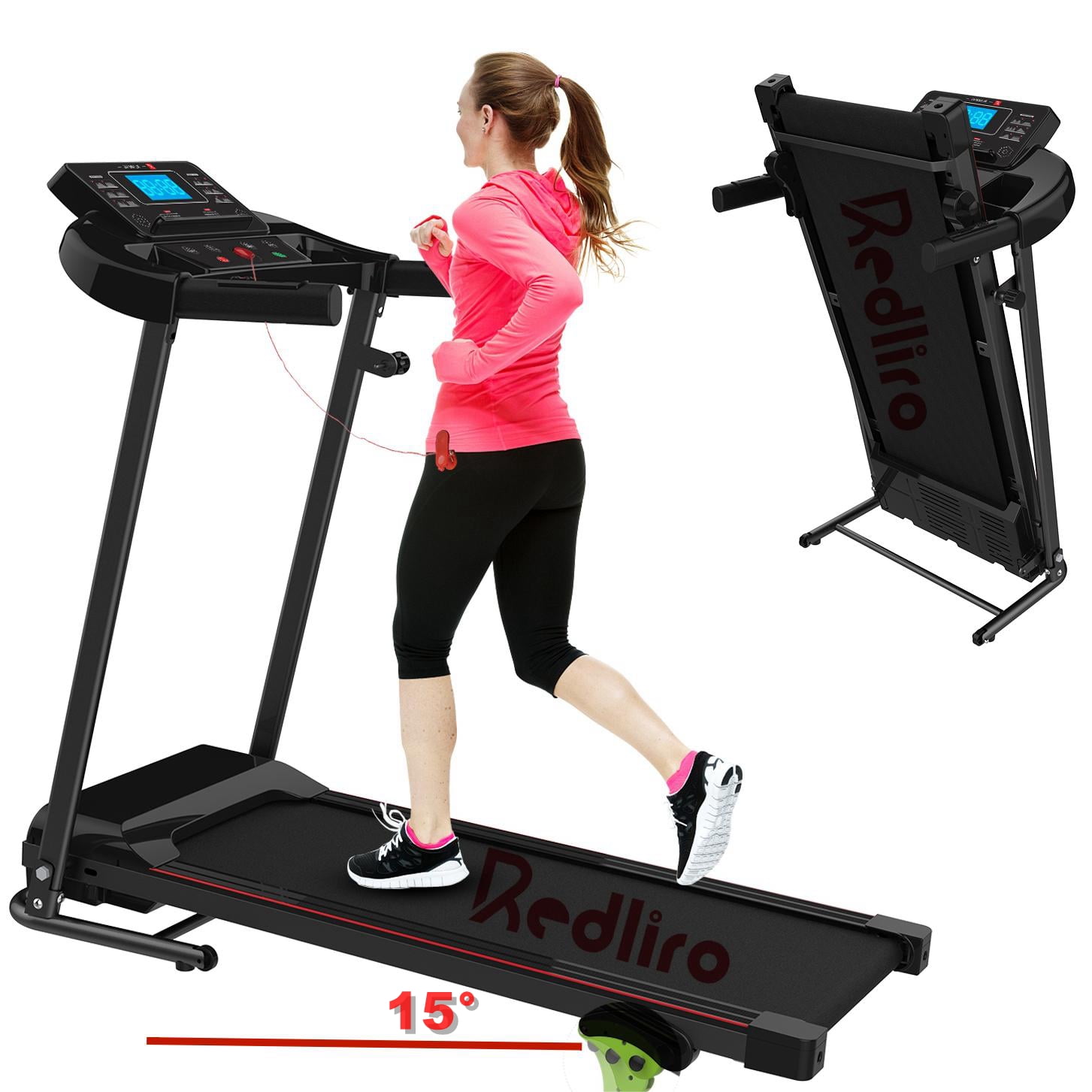 Redliro Portable Folding Treadmill with Incline Manual Heart Rate ... Redliro Portable Folding Treadmill with Incline Manual Heart Rate ...