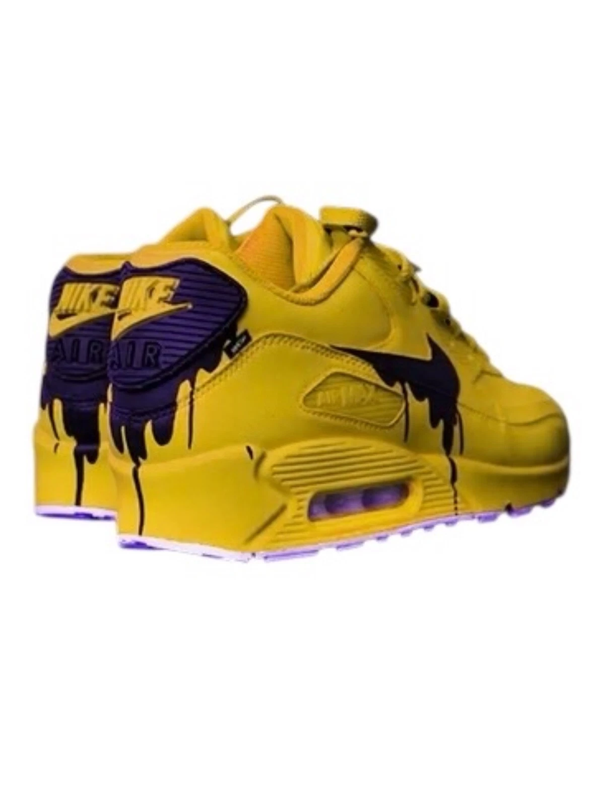 Custom Nike Air Max 90 - Yellow Black Drip - Hand-Painted - Dripped ...