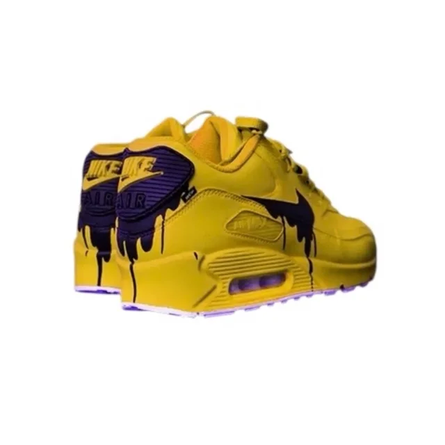 Custom Nike Air Max 90 - Yellow Black Drip - Hand-Painted - Dripped ...