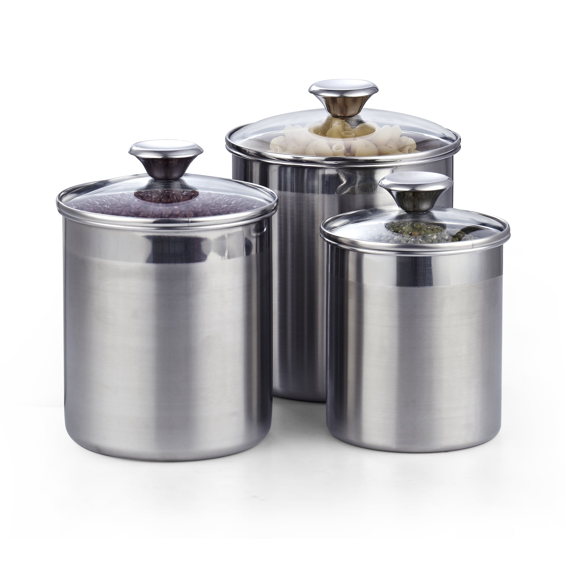 Cooks Standard Stainless Steel airtight Glass lid 3-Piece Food Jar ...