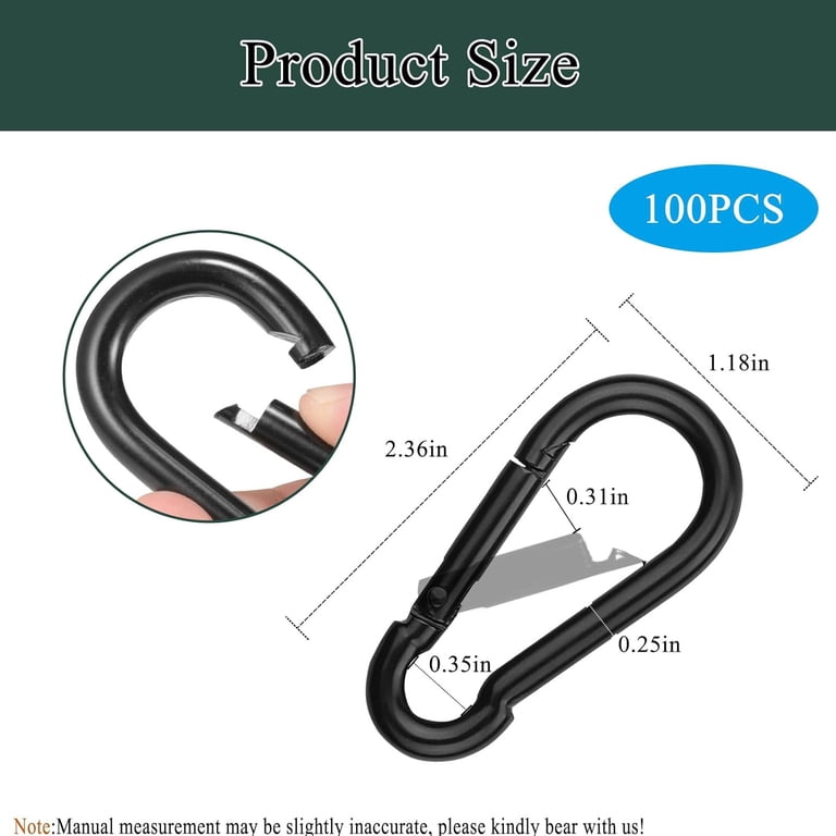 Carabiner Clip Stainless Steel 60Pcs Spring-Snap Hook 1/4 In, M6 X 2 3/ ...