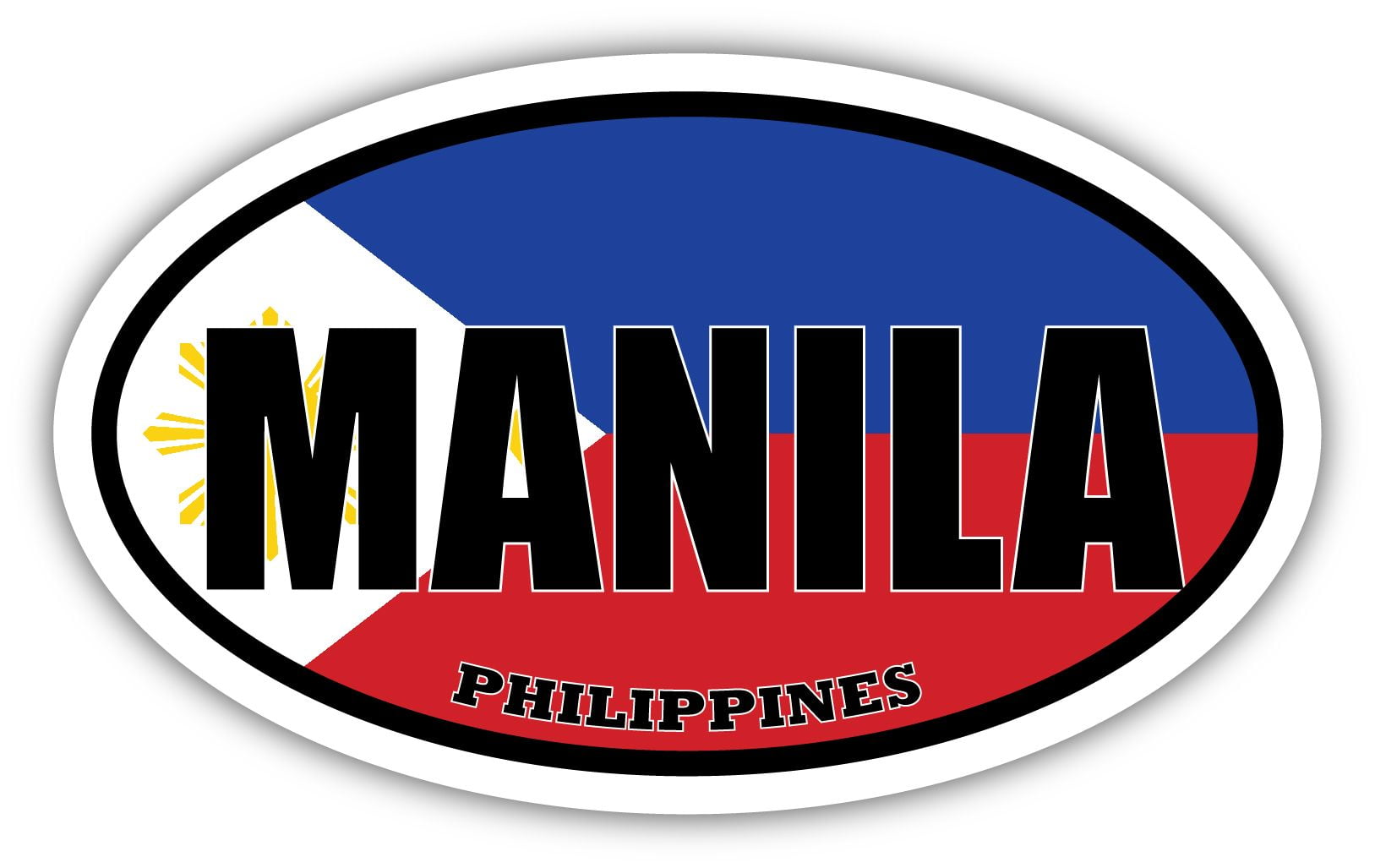 Manila Philippines Flag Oval Decal Vinyl Bumper Sticker 3x5 inches ...
