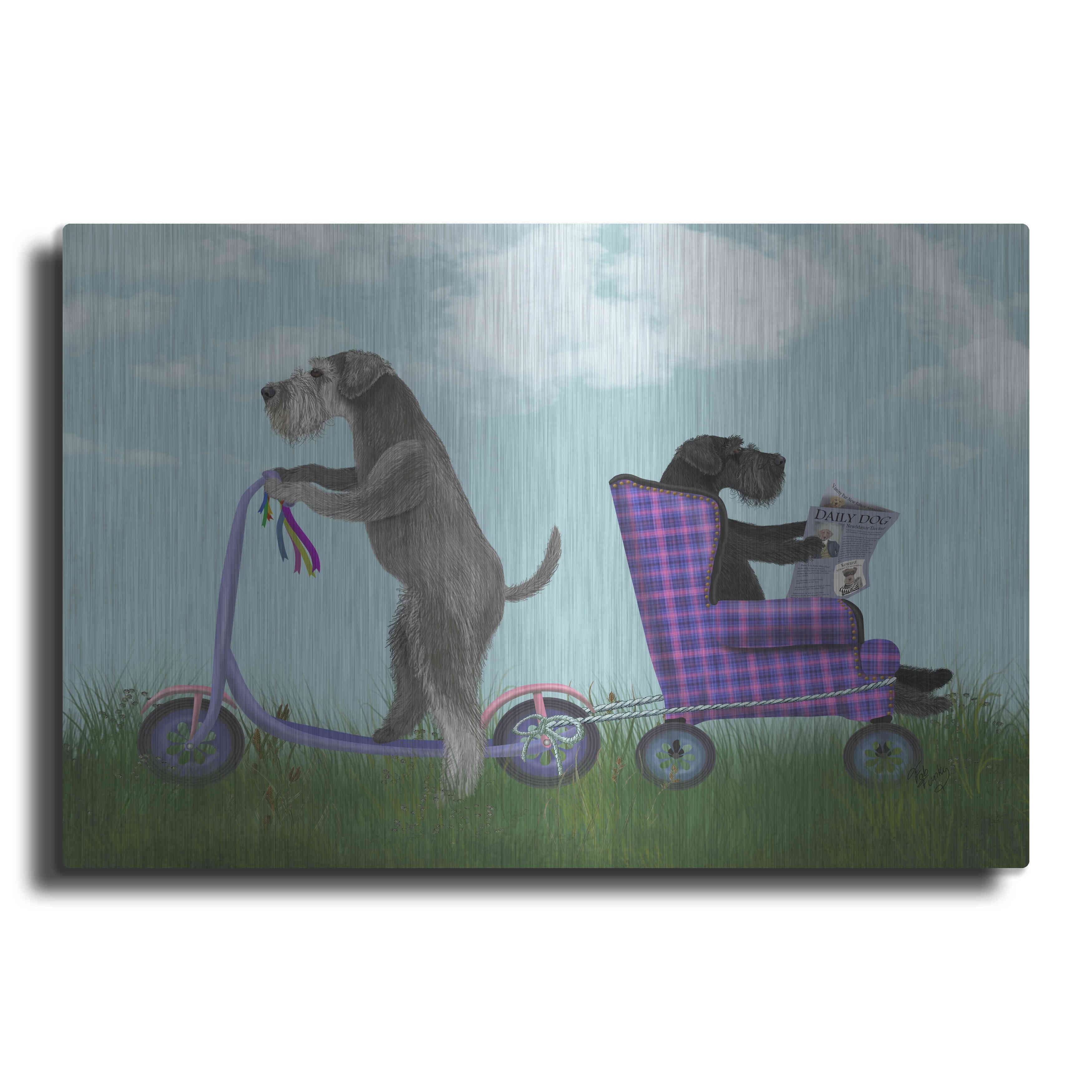 Luxe Metal Art 'Schnauzer Scooter' by Fab Funky Metal Wall Art, 16"x12 ...