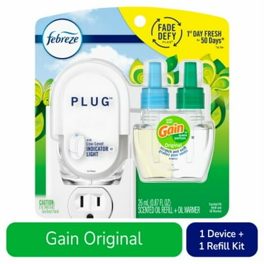 Febreze Plug Scent Booster, Air Freshener, Scented Oil Diffuser, Gain ...