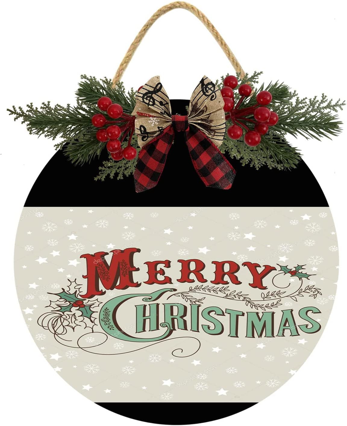 Eveokoki 12" Christmas Plaques Sign for Front Door Home Christmas ...